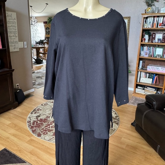 Quacker Factory | Tops | Quacker Factory Black 34 Sleeves Angel Wings ...